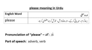 Please meaning in Urdu with examples and pronunciation