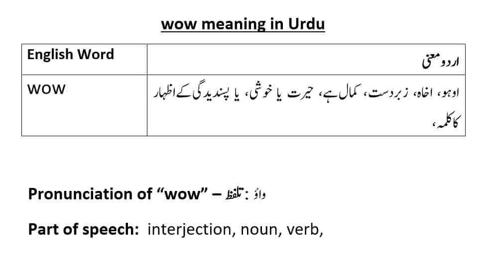wow and vow meaning in Urdu with examples and pronunciation
